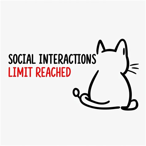 Minimalist Cat Illustration With Social Interaction Text T Shirt