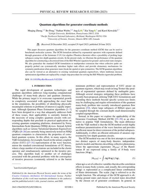 Pdf Quantum Algorithms For Generator Coordinate Methods
