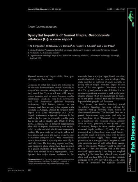 Pdf Syncytial Hepatitis Of Farmed Tilapia Oreochromis Niloticus L Diff Quik Protocol
