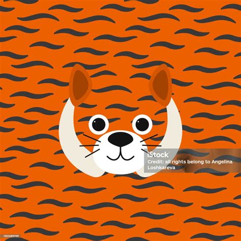 귀여운 호랑이 얼굴 컬러 배경에 격리 된 벡터 일러스트레이션 어린이를위한 응용 프로그램 게임 책 인쇄 카드 스티커 갈고리 발톱에 대한 스톡 벡터 아트 및 기타 이미지