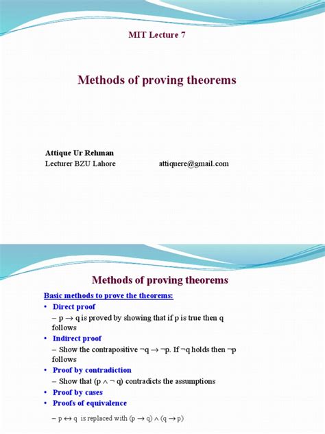 Methods Of Proving Theorems Pdf Mathematical Proof Logical Consequence