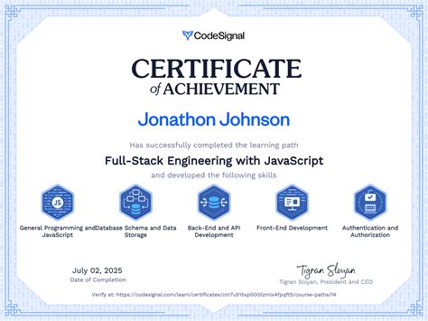 Path Certificate For Full Stack Engineering With Javascript