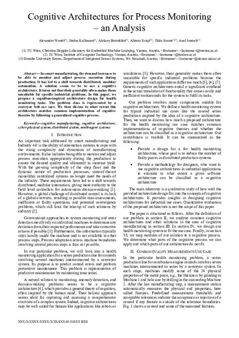 Pdf Cognitive Architectures For Process Monitoring An Analysis