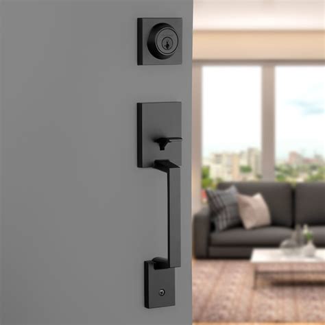 Kwikset Signature Amador Matte Black Single Cylinder Deadbolt Keyed Entry Door Handleset With