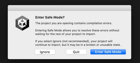 unity asking to enter safe mode unity forum