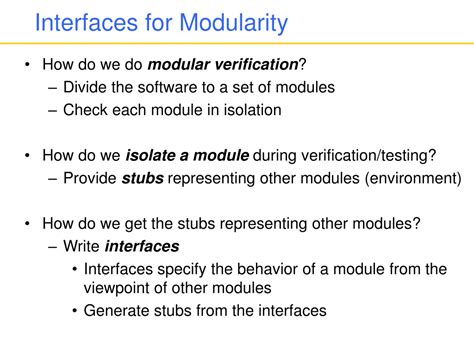 Ppt Modularity Interfaces And Verification Powerpoint Presentation