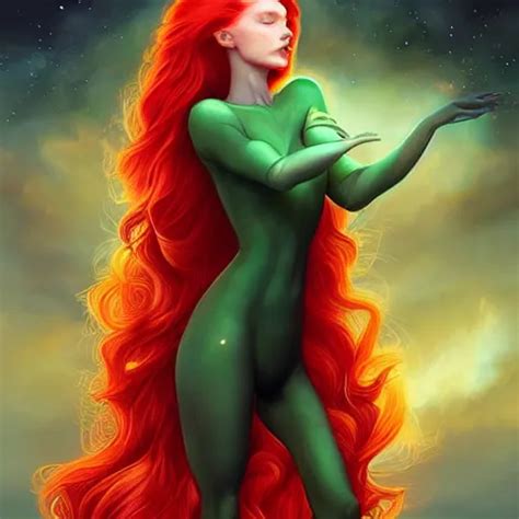 Redhead Pleiadian Alien Human Beautiful Hybrid Stable Diffusion