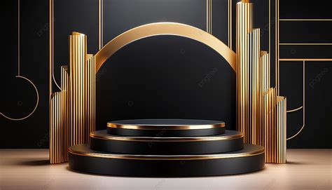금색 액센트가 있는 검은색 연단 지휘대 검은색 금 배경 일러스트 및 사진 무료 다운로드 Pngtree