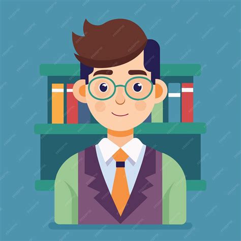 Flat Style Librarian Vector Illustration Creative Character Design