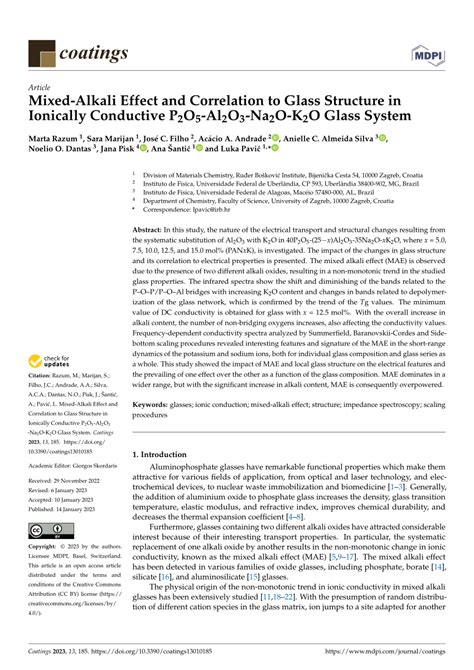 Pdf Mixed Alkali Effect And Correlation To Glass Structure In