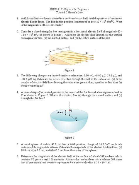 Tutorial 2 Gausss Law Download Free Pdf Sphere Physics