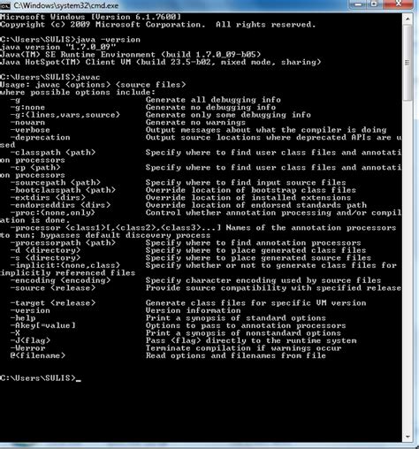 cara mengecek java di cmd comend prompt