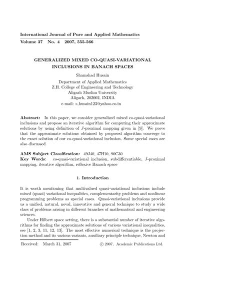 Pdf Generalized Mixed Co Quasi Variational Inclusions In Banach Spaces