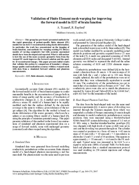 Pdf Validation Of Finite Element Mesh Warping For Improving The