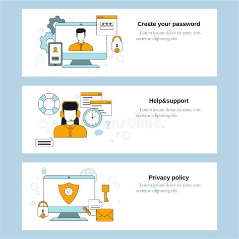 Create Your Password Help And Support Privacy Policy Concepts Stock Vector Illustration Of