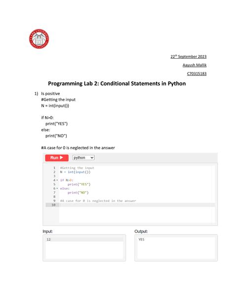 Lab 2 Python Programming 22 Th September 2023 Aayush Mallik C
