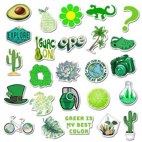 Green Stickers Aesthetic Stickers Green Sticker Scrapbook Stickers
