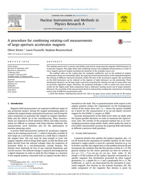 Pdf A Procedure For Combining Rotating Coil Measurements Of Large