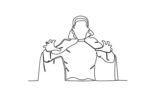 Premium Vector A Ghost Man In A Robe Ghost Oneline Drawing