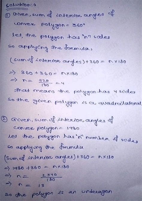 Solved The Sum Of The Interior Angle Of A Convex Polygon Measures 360