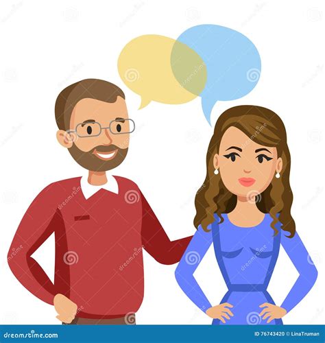 Man And Women Talking Talk Of Couple Or Colleagues Vector 75996263