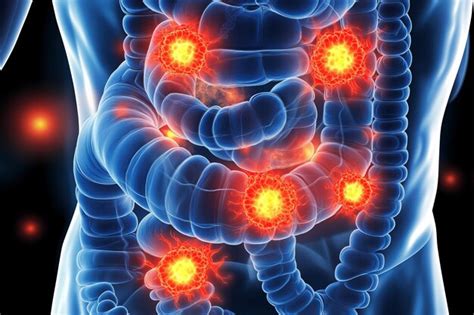 Inflamed Intestine With Red Lesions 3d Medical Illustration Premium