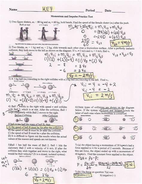 Conservation Of Momentum Practice Test Physics And Ap Physics 1