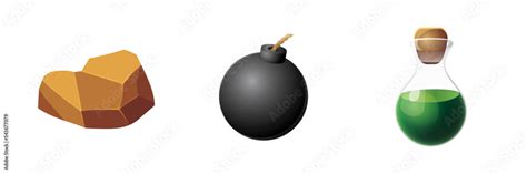 Game UI Assets Set Gaming User Interface Icons Collection Vector Illustration Stock Vector