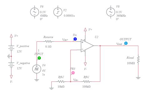 Noninverting Amplifier Simple Multisim Live