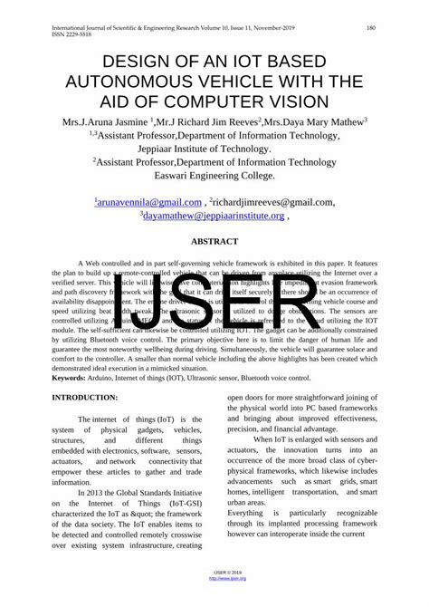 Pdf Design Of An Iot Based Autonomous Vehicle With The Dokumentips