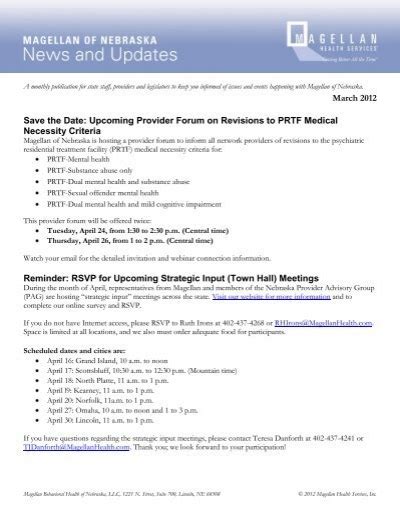 March 2012 Newsletter Magellan Of Nebraska