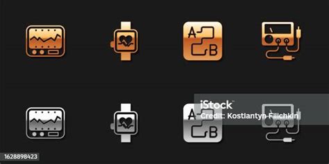 측정기 스마트 워치 경로 위치 및 멀티미터 전압계 아이콘을 설정합니다 벡터 개념에 대한 스톡 벡터 아트 및 기타 이미지 개념 거리가 먼 고압 전류 주의 Istock