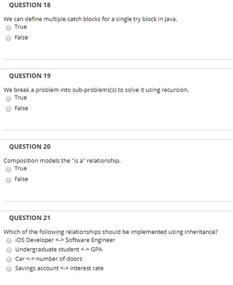 Solved Question 18 We Can Define Multiple Catch Blocks For A