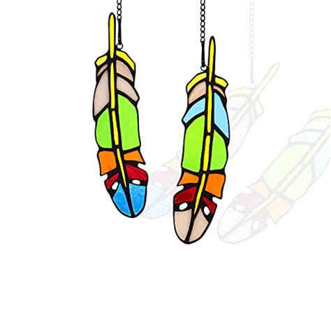Haosum Feather Stained Glass Window Hanging Glass Suncatchers Feather Decor 2pcs Birthday Ts