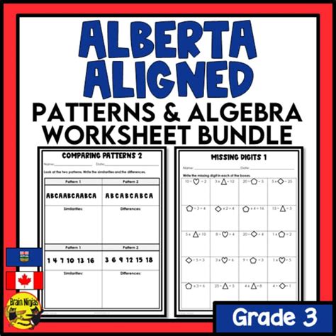 Alberta Math Patterns Introducing Algebra Worksheets Grade 3 Number