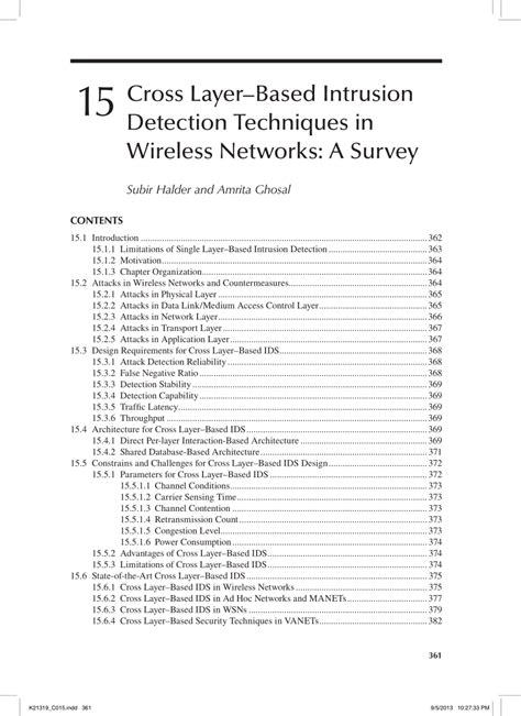 PDF Cross LayerBased Intrusion Detection Techniques In Wireless Networks