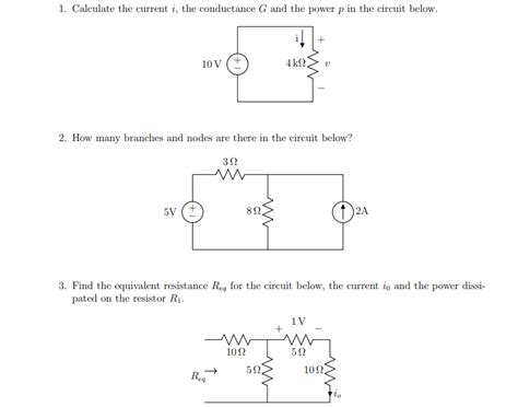 Solved 1 Calculate The Current I The Conductance G And The
