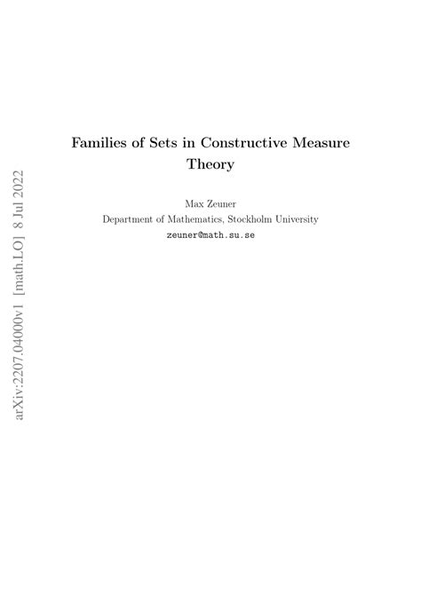 Pdf Families Of Sets In Constructive Measure Theory