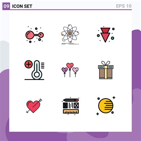 Stock Vector Icon Pack Of 9 Line Signs And Symbols For Love Heart