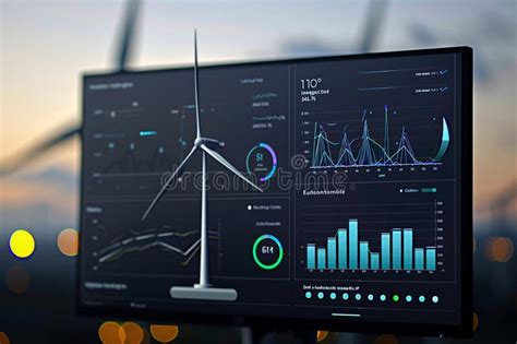 A Sophisticated Wind Turbine Data Analytics Dashboard Displaying Realtime Metrics And Graphs For