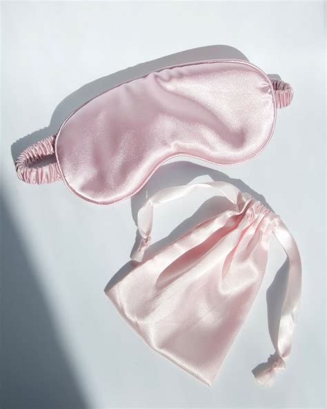 Sleep Eye Mask In Silky Satin With Travel Pouch Dusky Pink Pillow