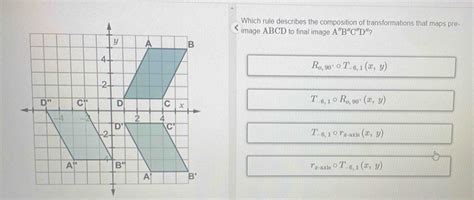 Solved Which Rule Describes The Composition Of Transformations That Maps Pre Image Abcd To