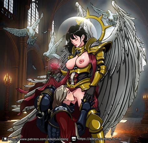 Rule 34 2girls Adepta Sororitas Adeptus Celeng Angel Angel Girl Angel Wings Armor Birds Blush