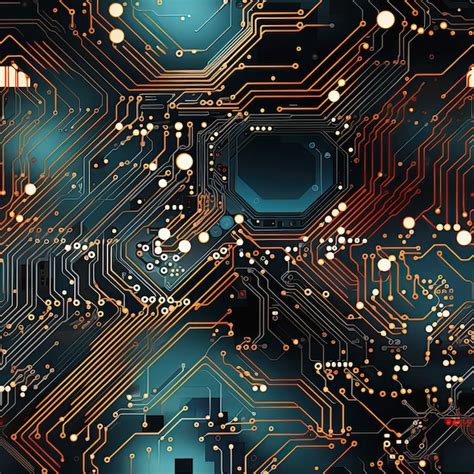 Premium AI Image Seamless Pattern Of A Microchip Circuit With Digital Electronic Technologies