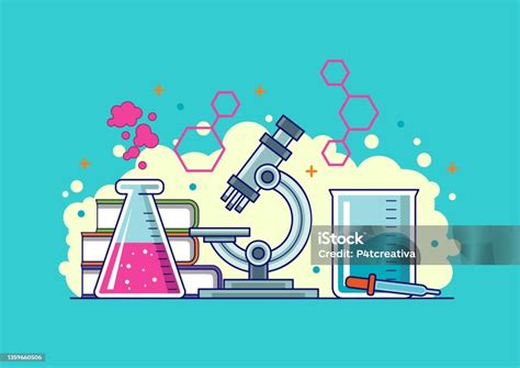 Desain Konsep Ilustrasi Percobaan Laboratorium Kimia Ilustrasi Stok