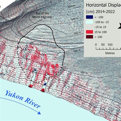 horizontal lidar differencing between 2014 and 2022 aerial lidar data