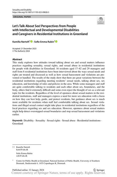 Pdf Lets Talk About Sex Perspectives From People With Intellectual