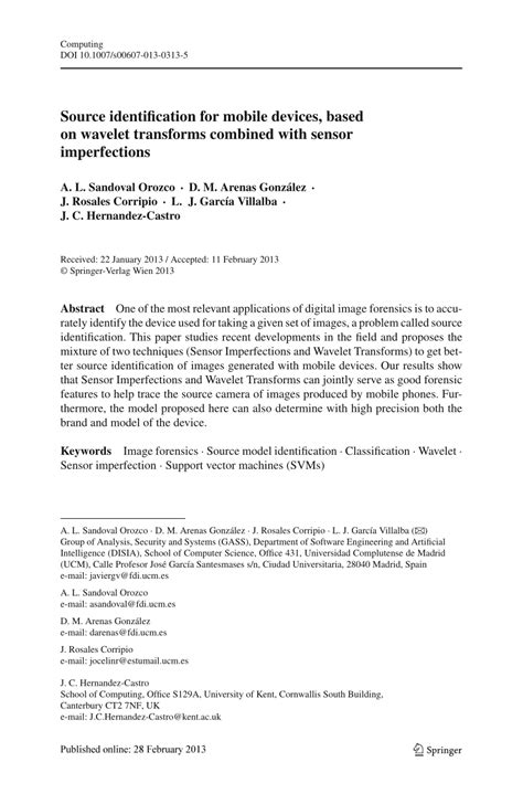 Pdf Source Identification For Mobile Devices Based On Wavelet