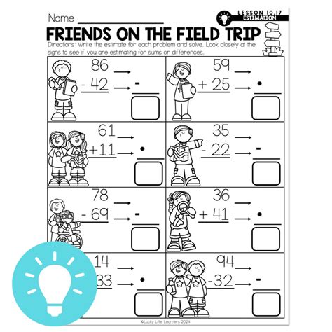 Lucky To Learn Math Lesson 1017 Estimating Sums And Differences Mini Lesson Friends On