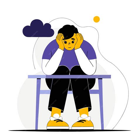 Anxious Cartoon Character Illustrating Isolation And Worry Premium Ai